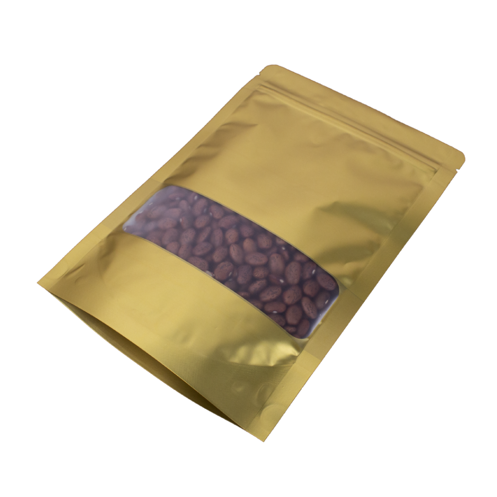 Stand Up Zip Lock Pouch Aluminium Gold Matte - Window 100pcs - Malaysia ...